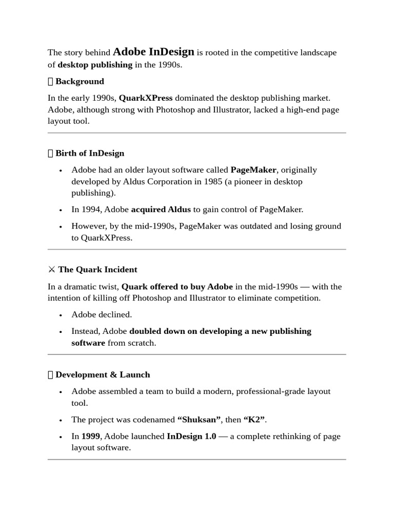 Story Behind Adobe InDesign | PDF