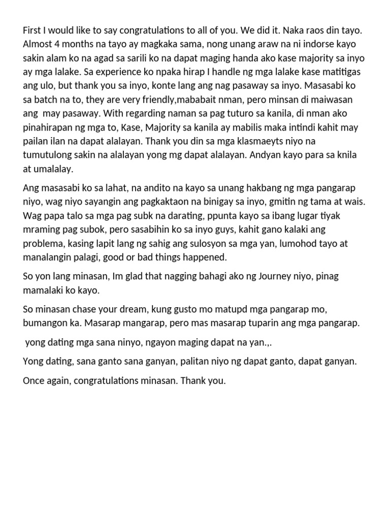 Graduation Ceremony Speech | PDF