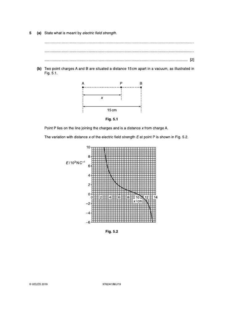 Past year Electric field and potential | PDF | Force | Electric Field