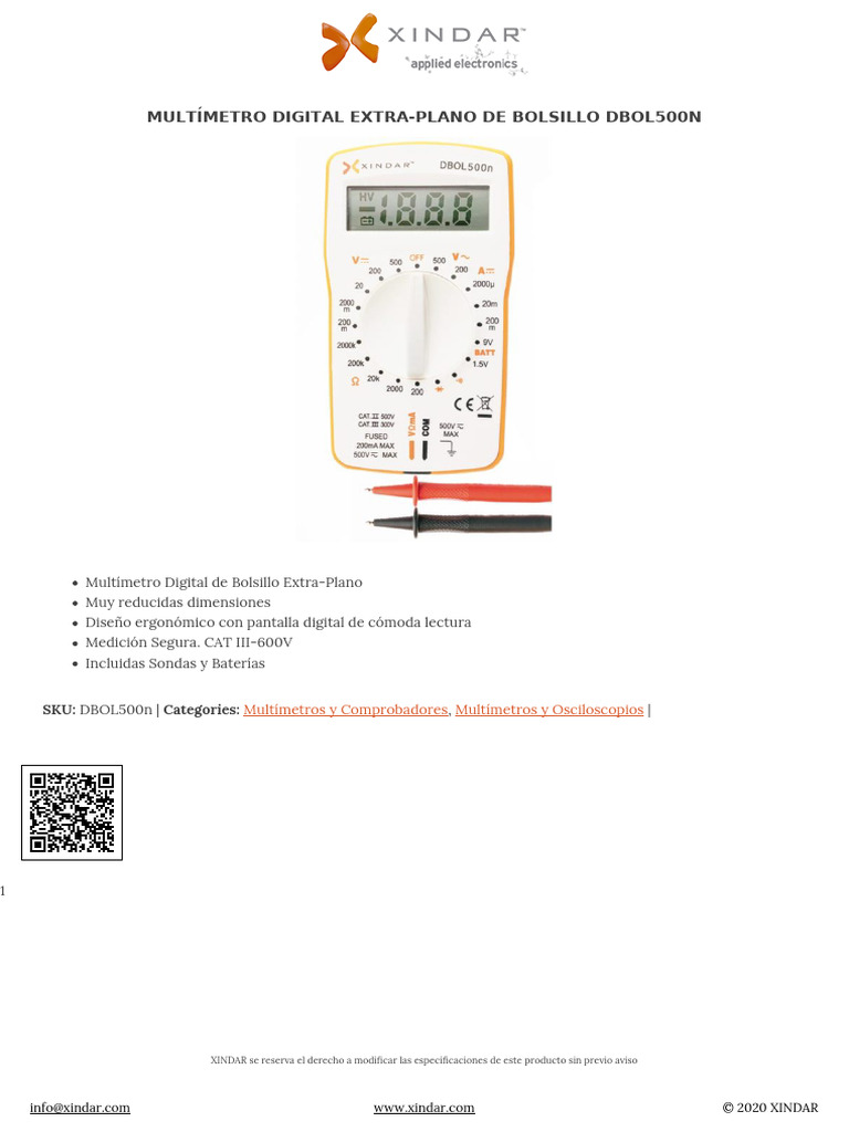 Manual del Multímetro Digital DBOL500N | PDF