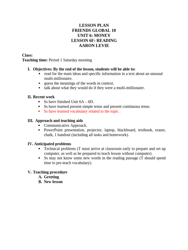 6F Grade 10 Reading | PDF | Lesson Plan | Education Theory