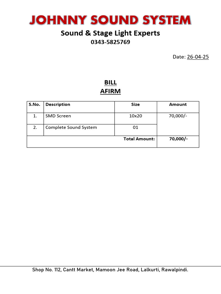 JOHNNY SOUND SYSTEM Quotation 4 | PDF