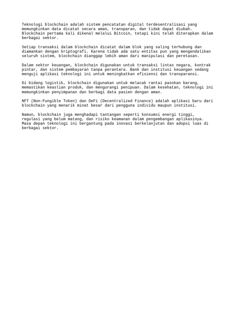 Manfaat dan Tantangan Teknologi Blockchain | PDF