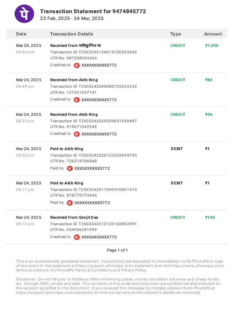 PhonePe Statement Feb2025 Mar2025 | PDF