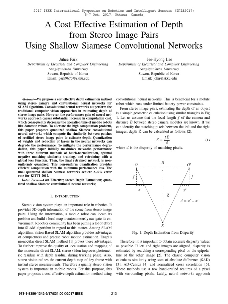 A Cost Effective Estimation of Depth From Stereo Image Pairs Using Shallow Siamese Convolutional ...