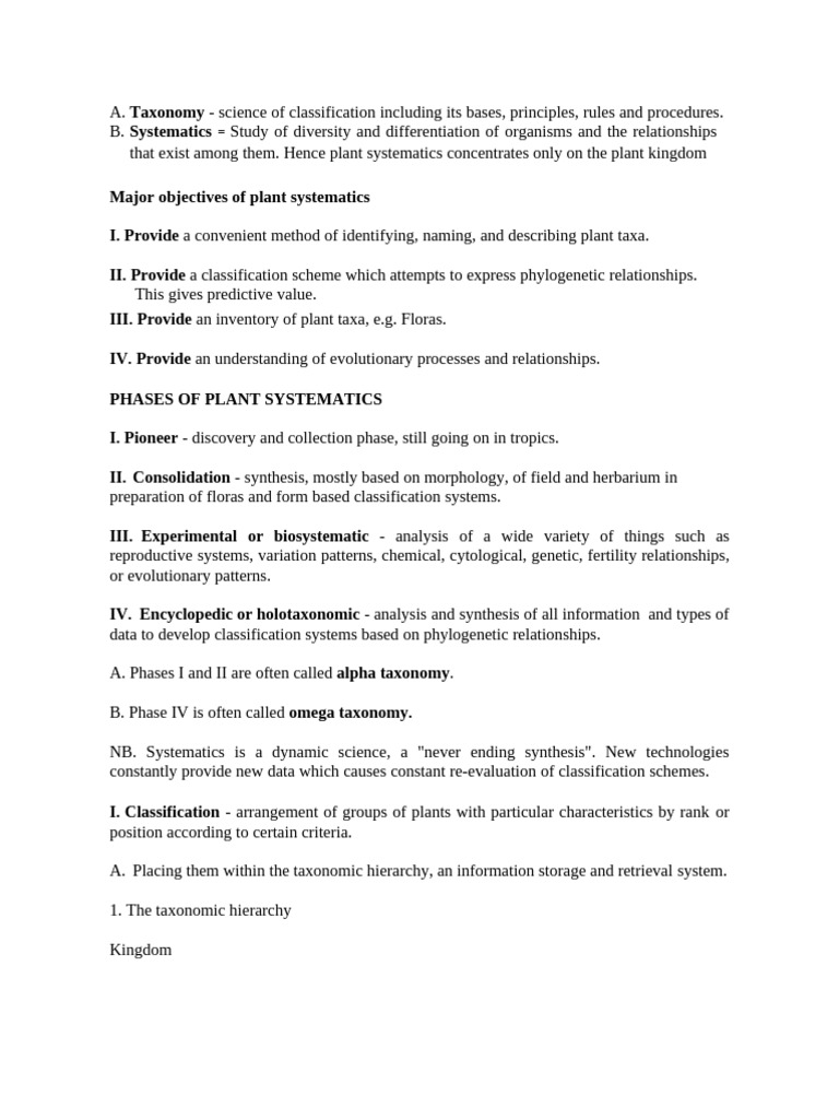 Overview of Plant Systematics | PDF | Taxonomy (Biology) | Taxon