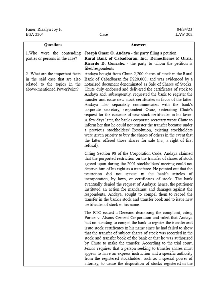 Case Digest - Faner, Rizalyn | PDF | Mandamus | Justice