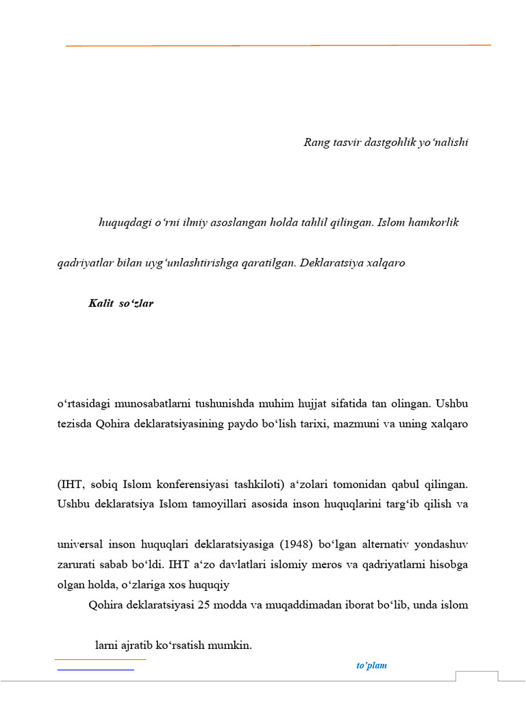 Qohira Deklaratsiyasi Tarixi Va Mazmuni | PDF