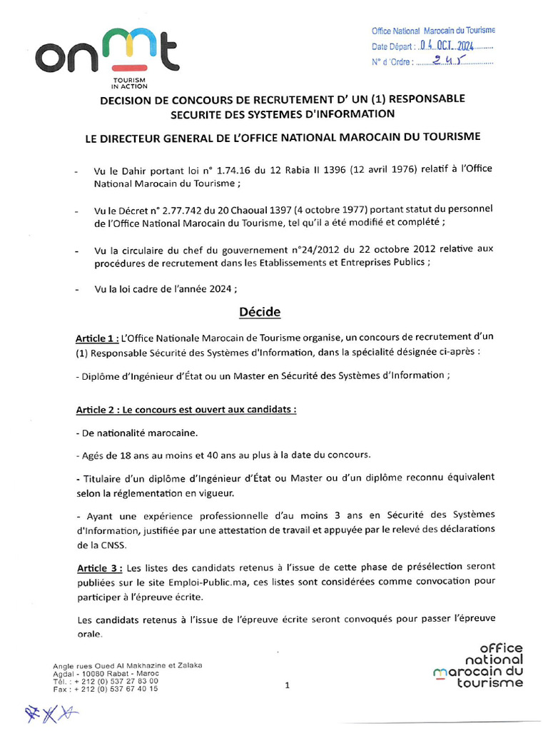 Concours 1 Responsable Scuritdes Systmesd Information | PDF