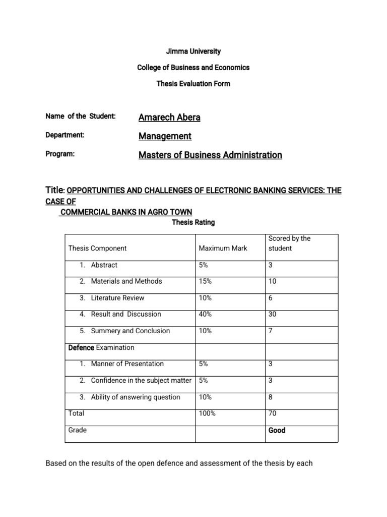 Amarech Abera Thiesis Evaluation Result | PDF