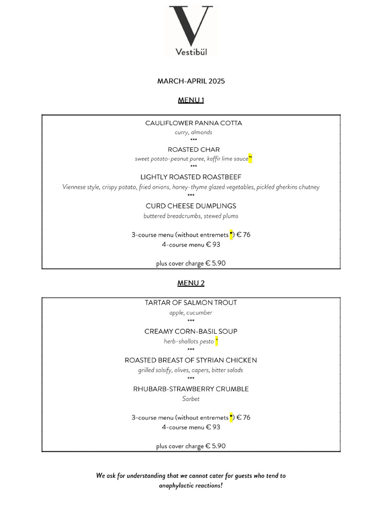 Vestibul Restaurant Viena | PDF