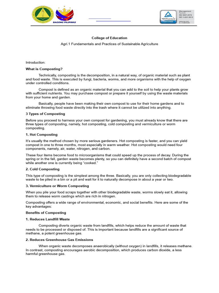 Agri 1-Composting Methods | PDF | Compost | Soil