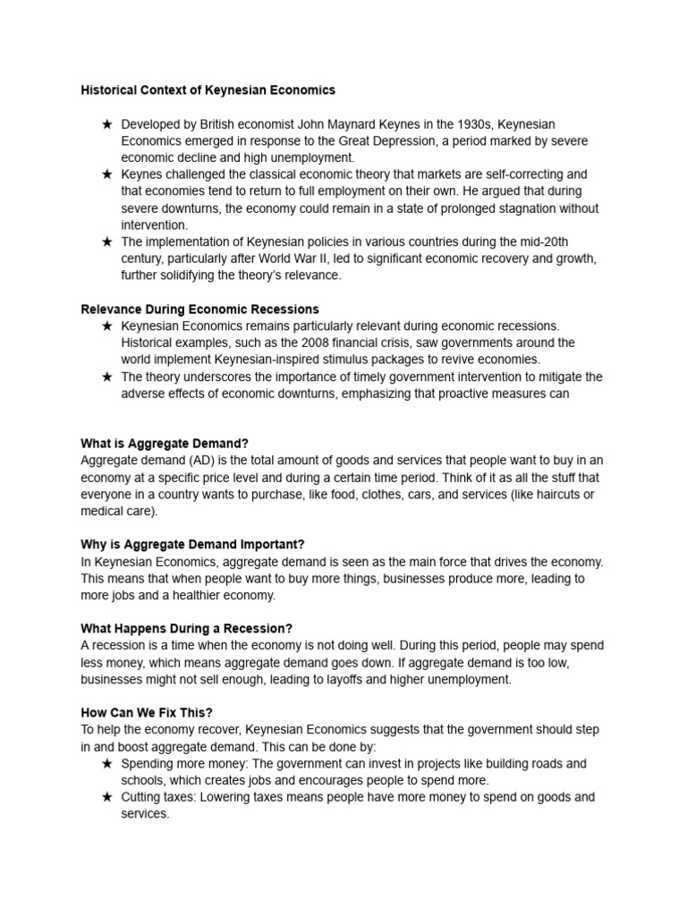 Keynesian Economics | PDF | Recession | Keynesian Economics