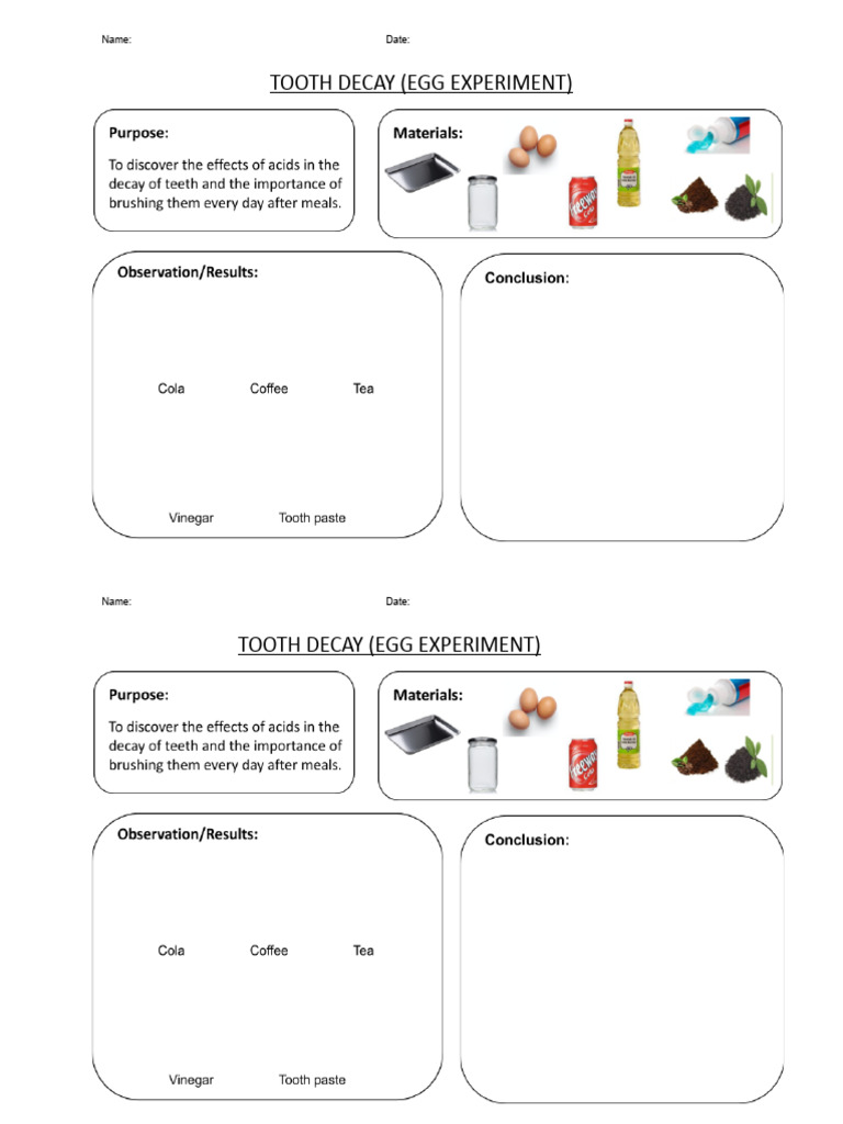 Tooth Decay Egg Experiment | PDF