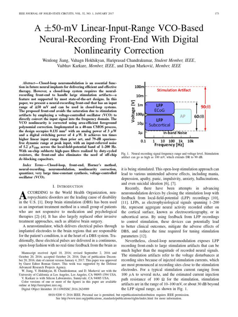 A 50-mV Linear-Input-Range VCO-Based Neural-Recording Front-End With ...
