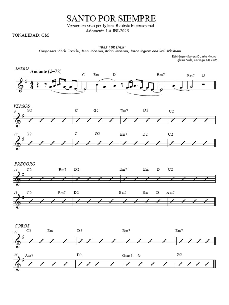 Santo Por Siempre, Chart (Versión IBI, Español) | PDF