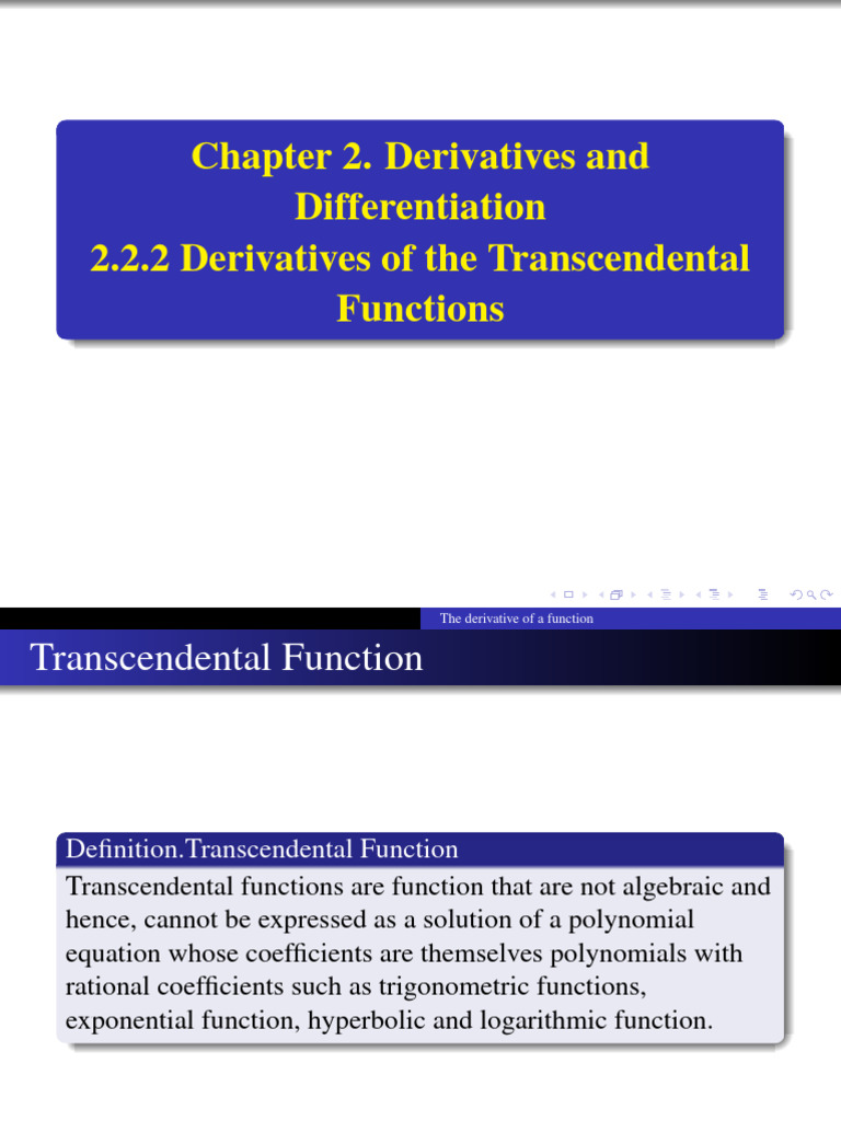 Derivatives of The Transcendental Function | PDF | Trigonometric ...