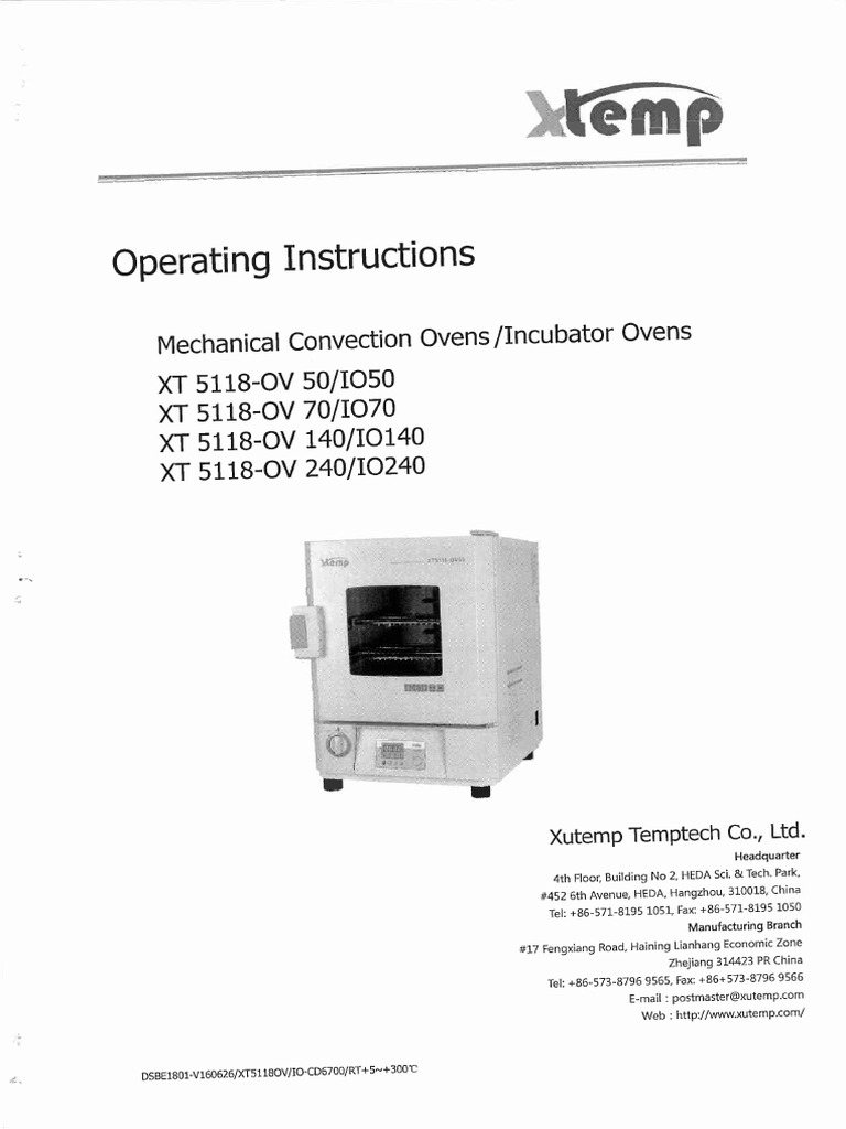 XTemp Estufa XT 5118-OV 70-IO70 - Manual | PDF