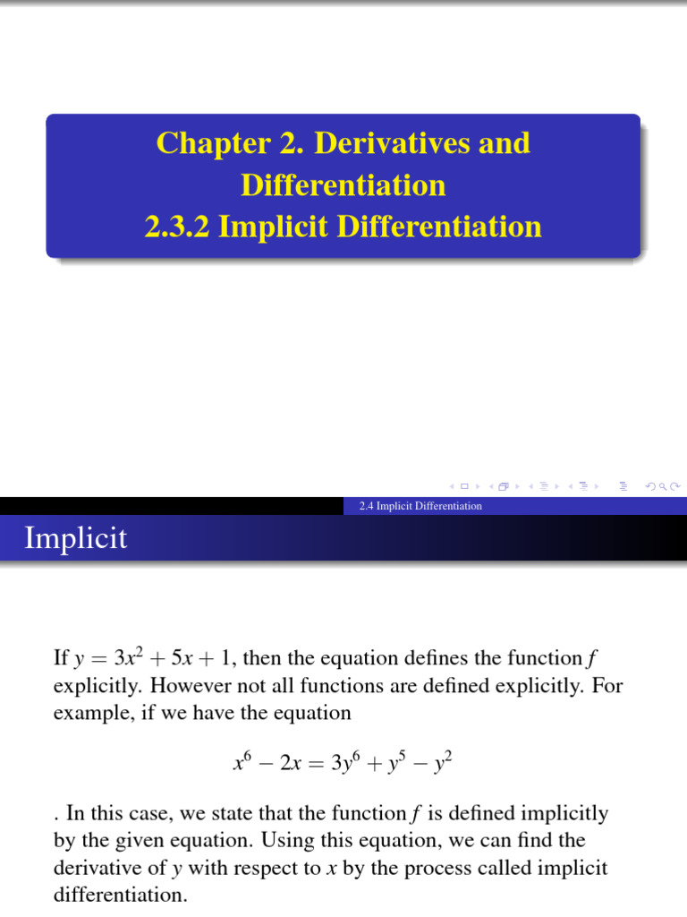 Implicit Differentiation | PDF