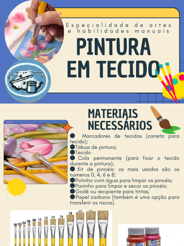 Especialidade Pintura em Tecido | PDF | Tinta | Pinturas