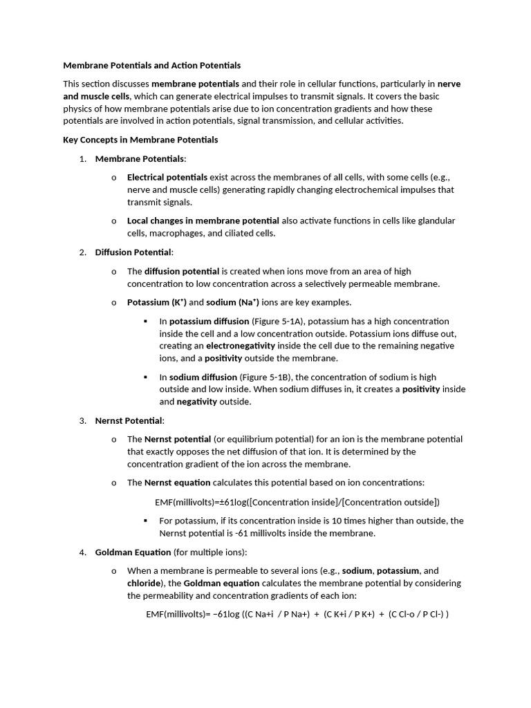 CHAP 4 Membrane Potentials and Action Potentials | PDF | Action ...