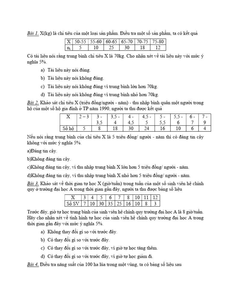 Bai Tap XSTK - Buoi 9 | PDF