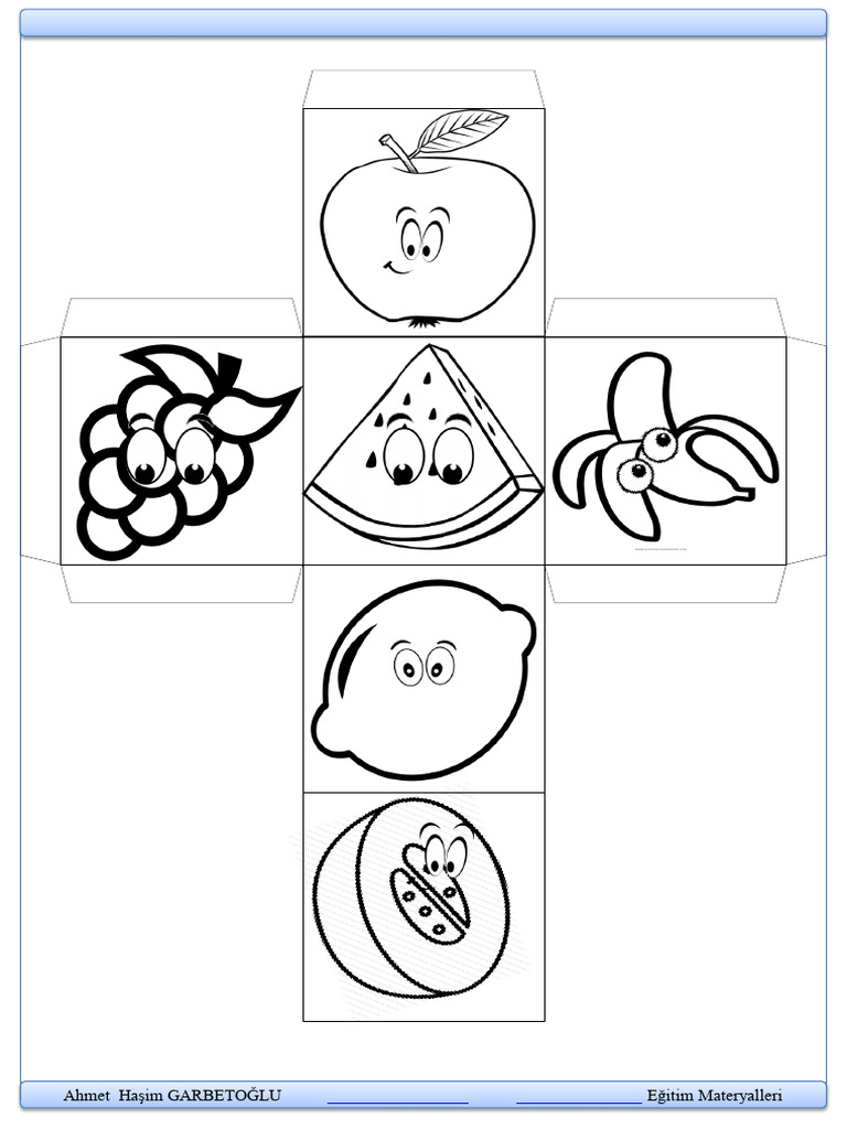 Fruits Craft Activity 2 Dice Coloring | PDF