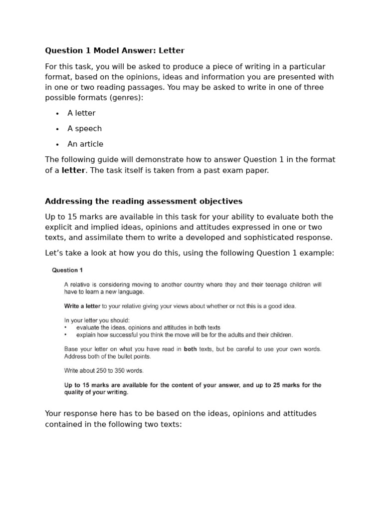 IGCSE CIE Q1-model answer-letter | PDF | Multilingualism | Second Language