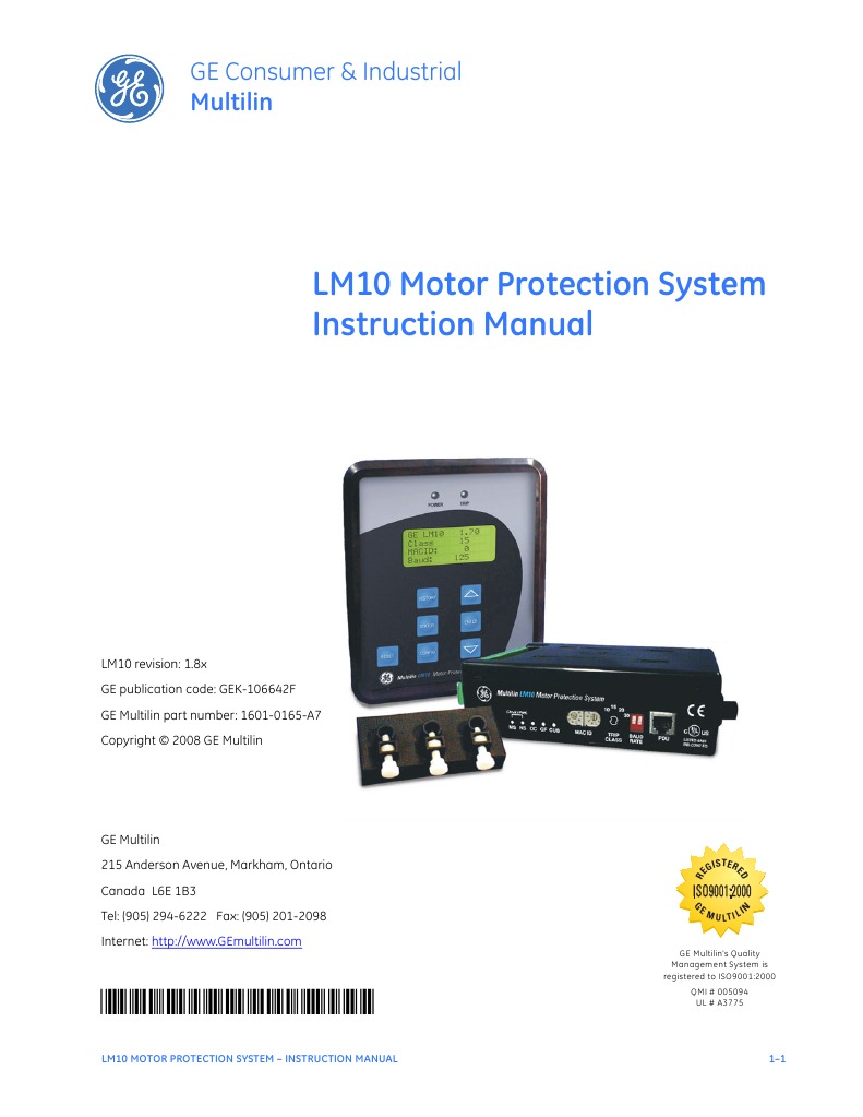 LM10 Motor Protection System Instruction Manual: Multilin | PDF | Relay ...
