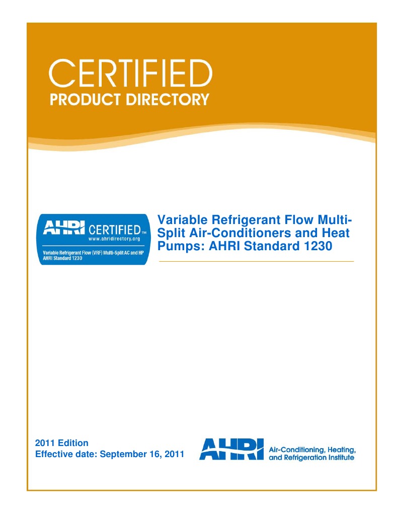 VRF Directory AHRI Certified | PDF | Air Conditioning | Heat Pump