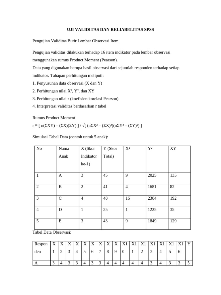 UJI VALIDITAS DAN RELIABELITAS-1 | PDF