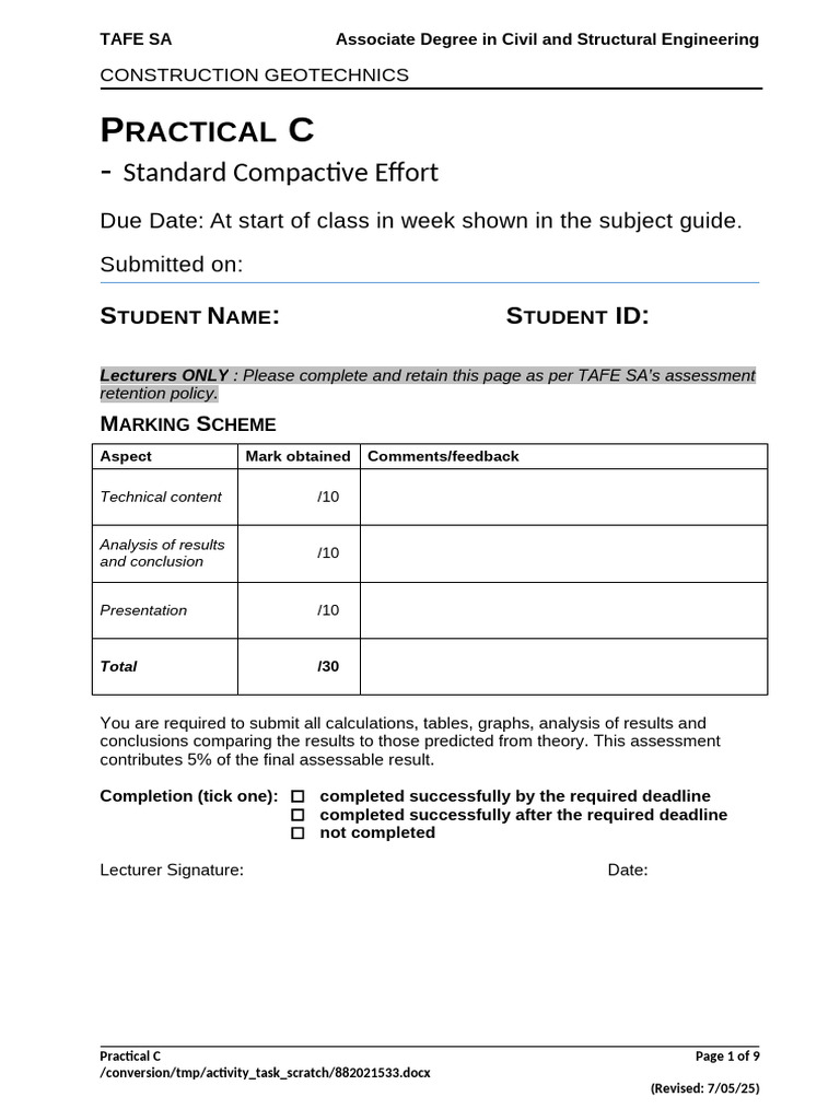 Practical C-Standard Compaction V2 | PDF | Soil | Kilogram