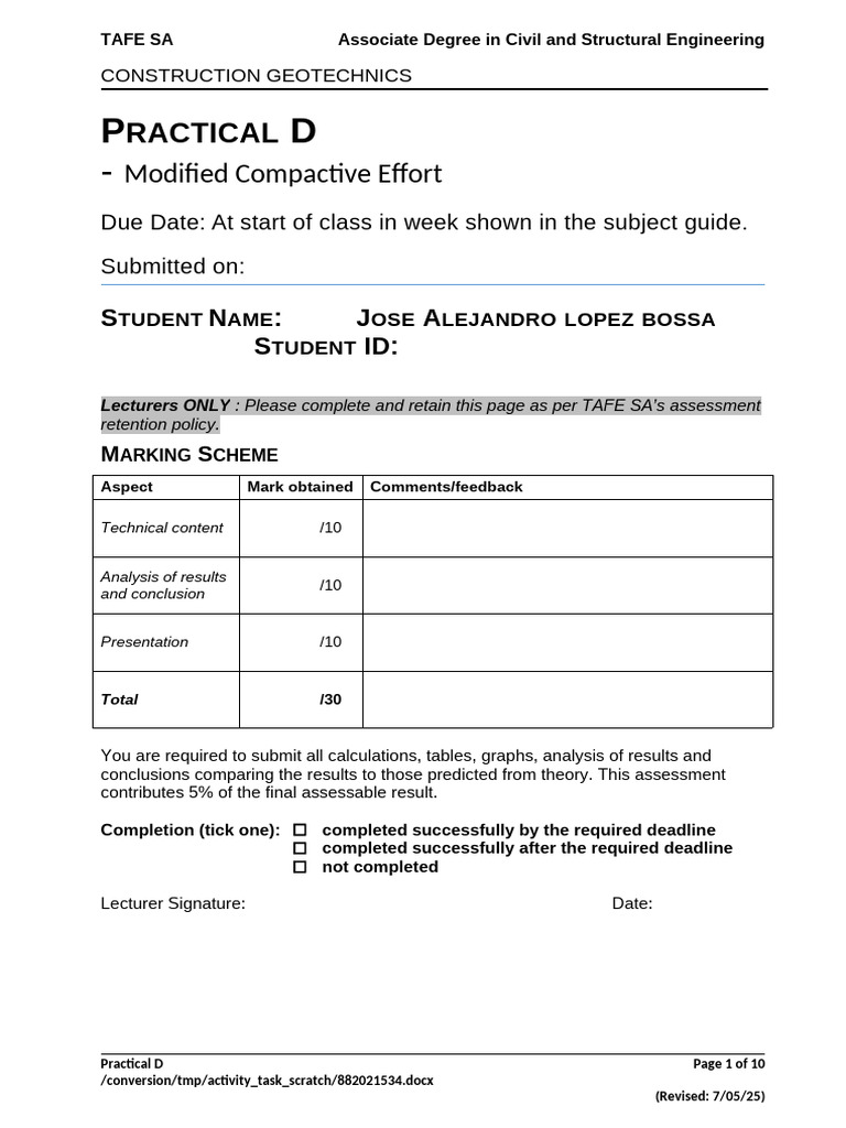 Practical D-Modified Compaction V2 | PDF | Soil | Kilogram