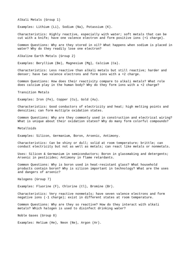 Alkali Metals (Group 1) | PDF