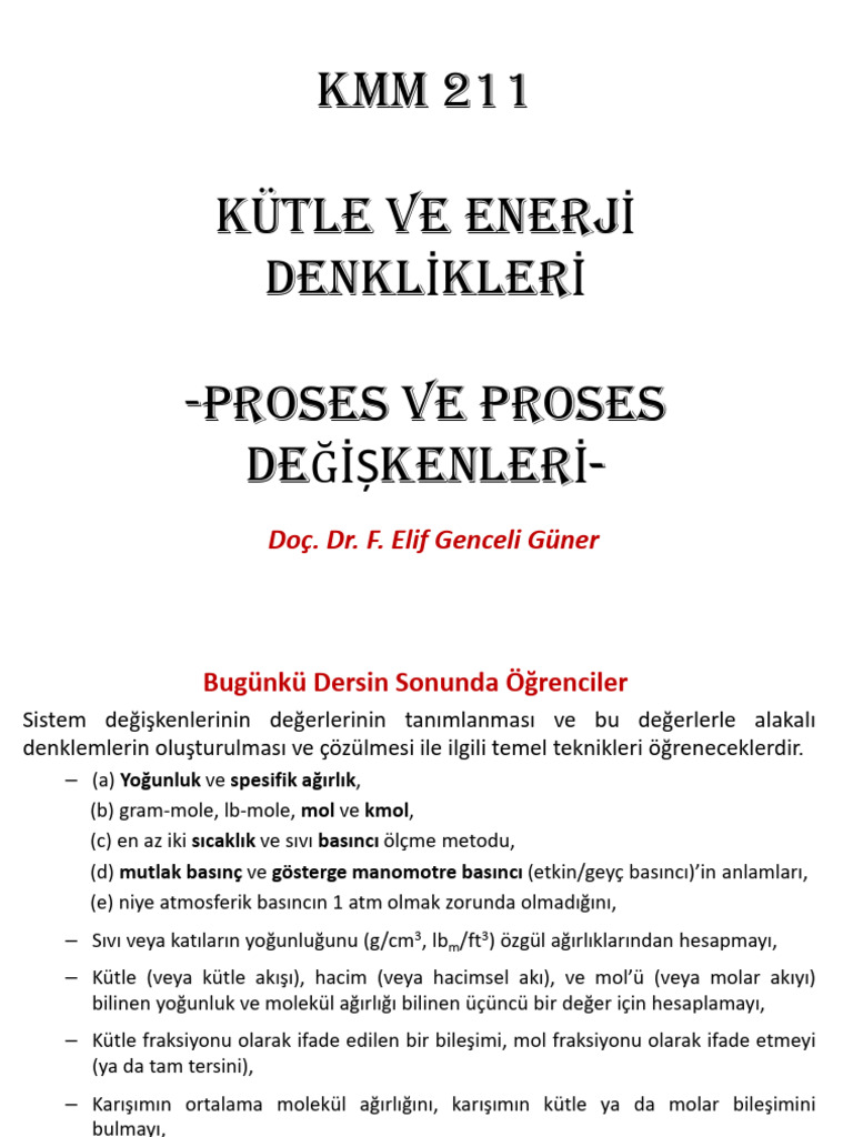 KMM 211_Ders2 Proses DeÄ iÅ kenleri | PDF