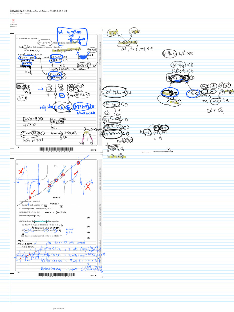 2024 05 04 9-1010pm Sarah Maths P1 Q10,11,11,9 | PDF