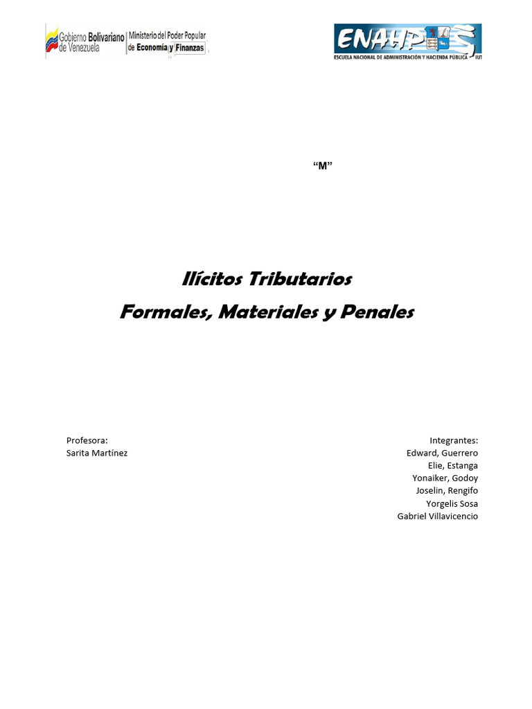 Ilicitos Tributarios - Formales Materiales y Formales - 01052025 | PDF | Evasión de impuestos ...