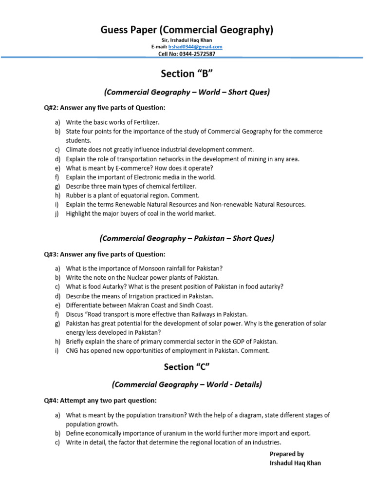 Gues Paper Geography | PDF