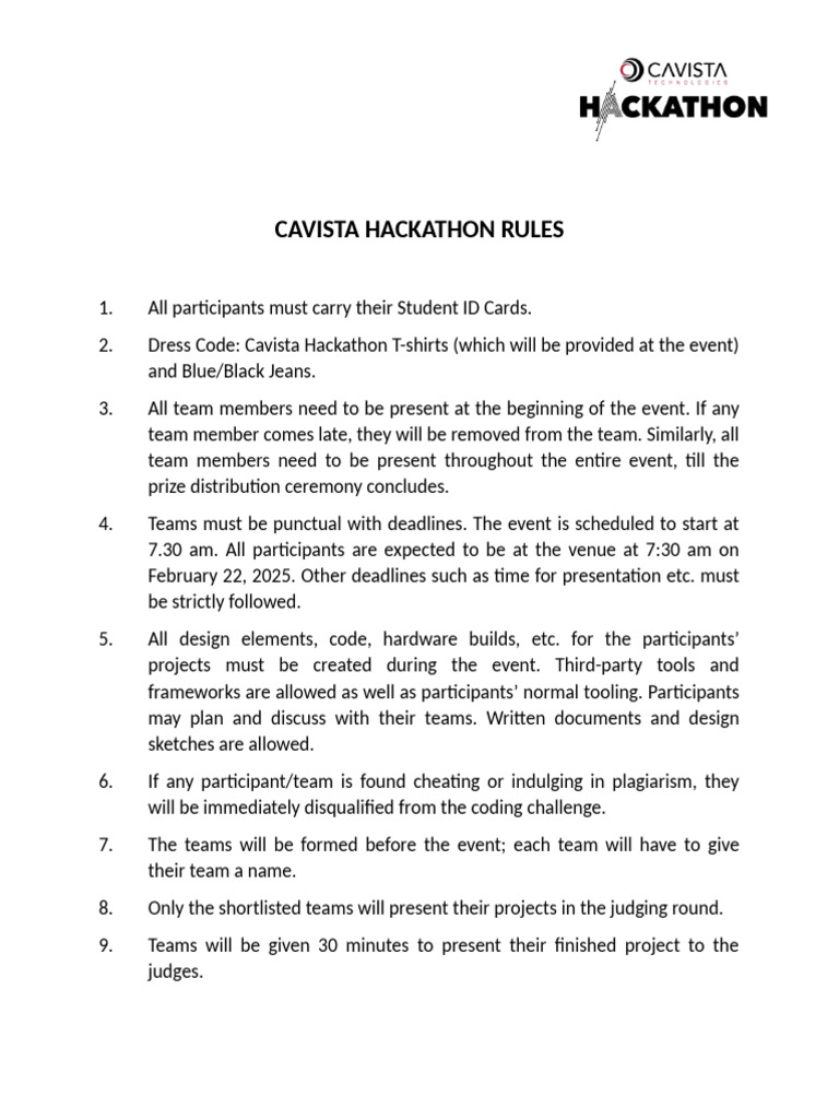 Cavista Technologies Hackathon | PDF