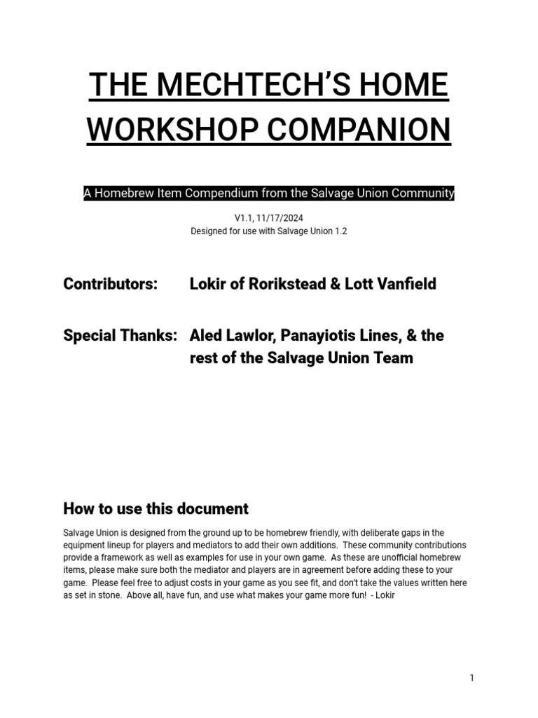 Mechtech's Home Companion1.1 | PDF | Marine Salvage | Nuclear Reactor