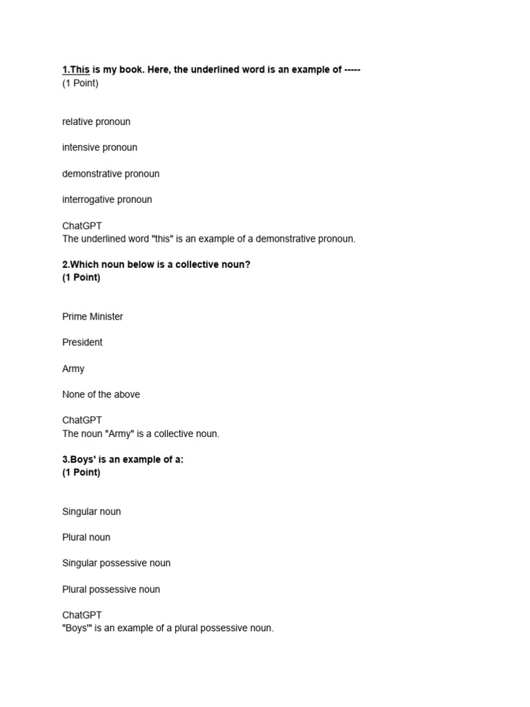 Gst Question | PDF | Noun | Pronoun