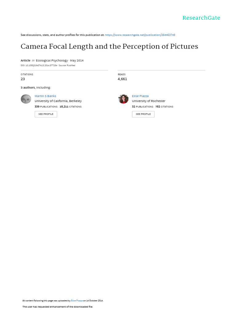 Camera Focal Length and the Perception of Pictures (Banksetal2014 ...