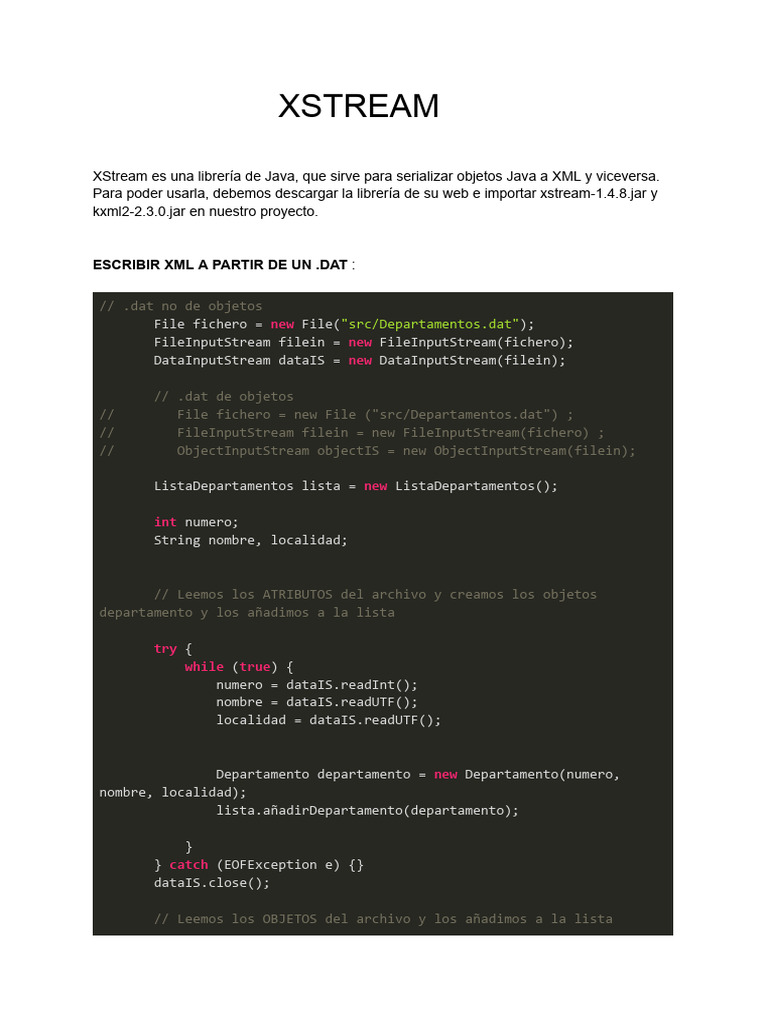 XStream y JAXB | PDF | Java (lenguaje de programación) | Programación de computadoras