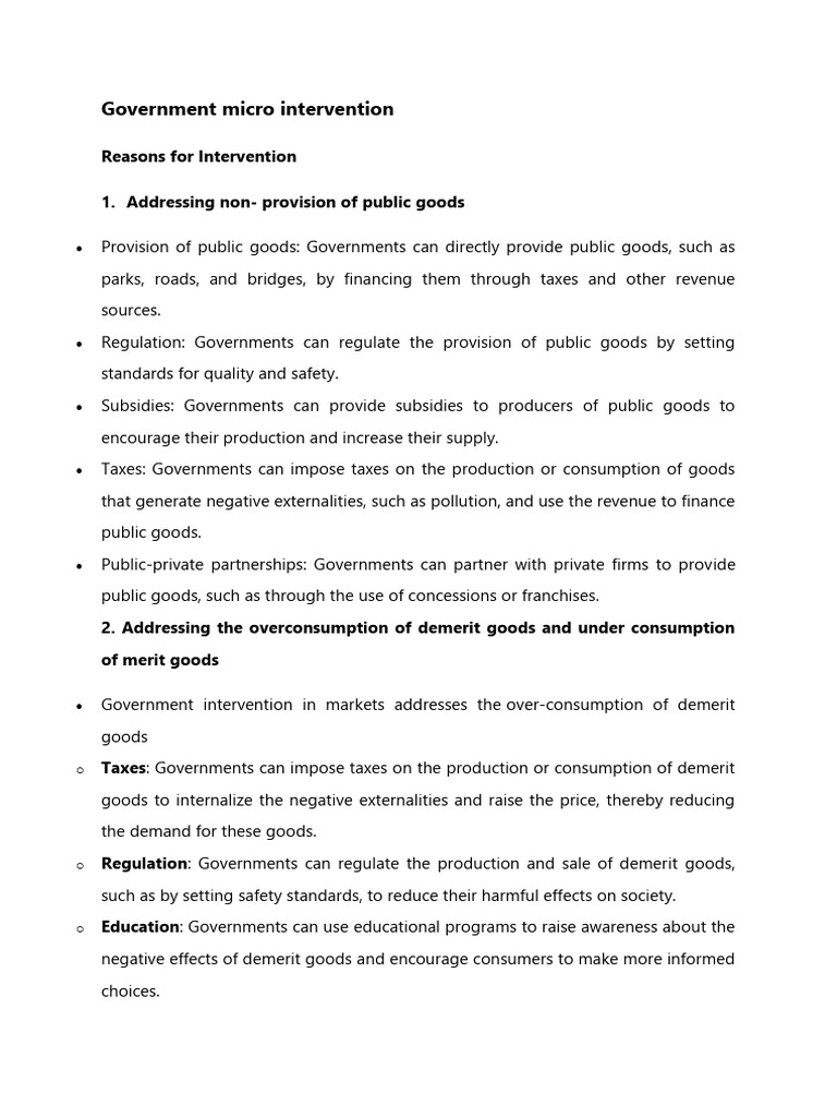 Government Micro Intervention and National Income - AS Level | PDF ...