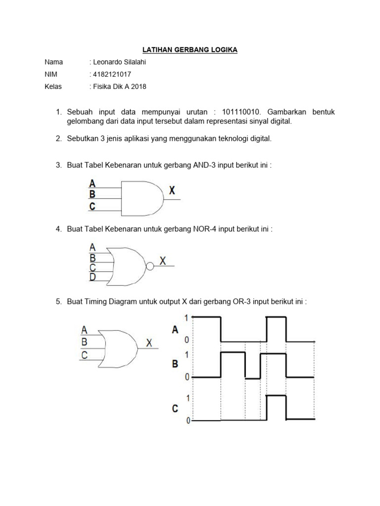 Jawaban Latihan Logic Gate Leonardo Silalahi | PDF