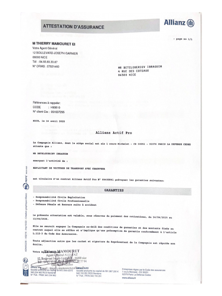 Attestation D'assurance | PDF