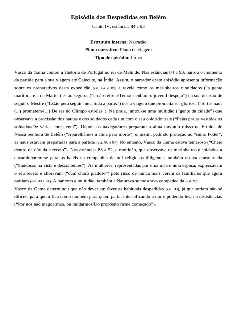 Episódio Das Despedidas em Belém | PDF