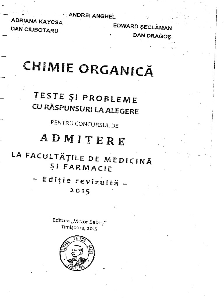 Chimie Organica 2015 Timisoara | PDF