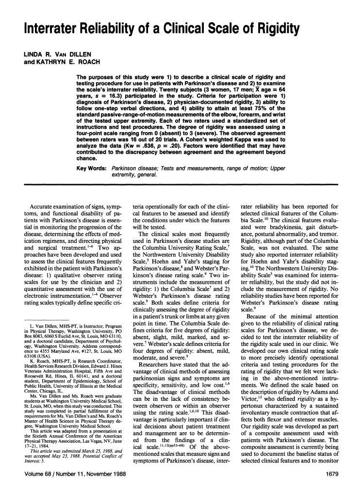 Assessing Inter-Rater Reliability of a Clinical Scale for Measuring ...