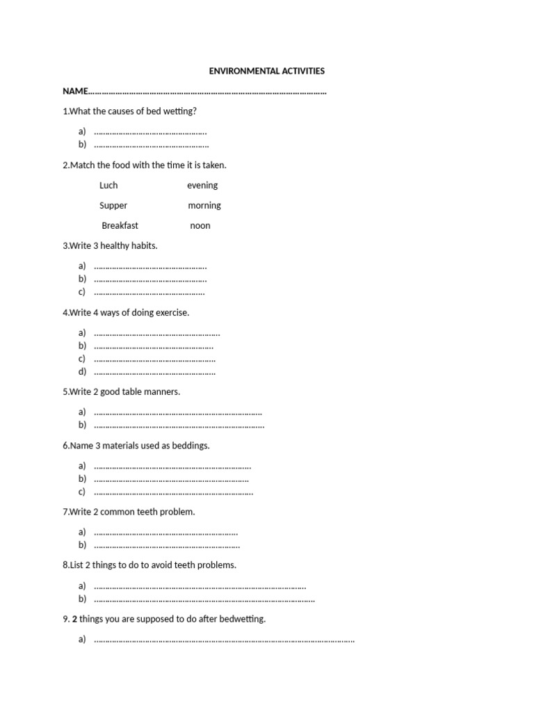 Environmental Activities (Grade 3) | PDF